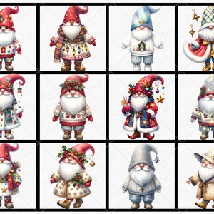 Festive Holiday Gnomes Clipart, Whimsical, Fun, PNG Christmas, Santa ...