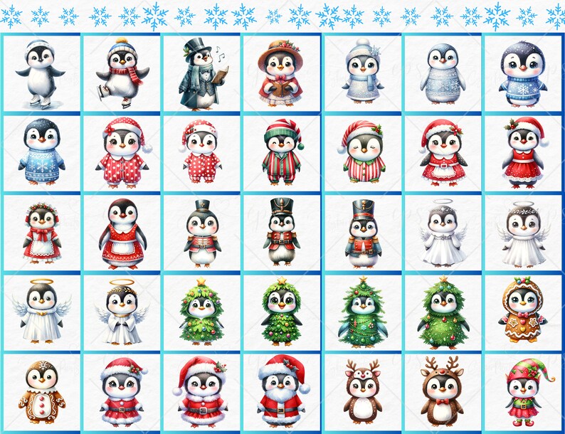 212 Cute Christmas Baby Penguin Clipart Bundle, Christmas Winter ...
