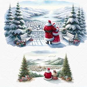 Mr and Mrs Claus Clipart, Santa, Christmas, Love and Romance, Holiday ...