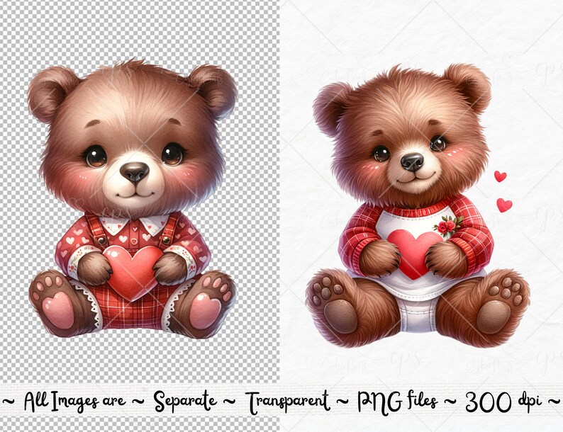 Valentine Bear Clipart Bundle Cub Sublimation Bundle for Valentines Day ...