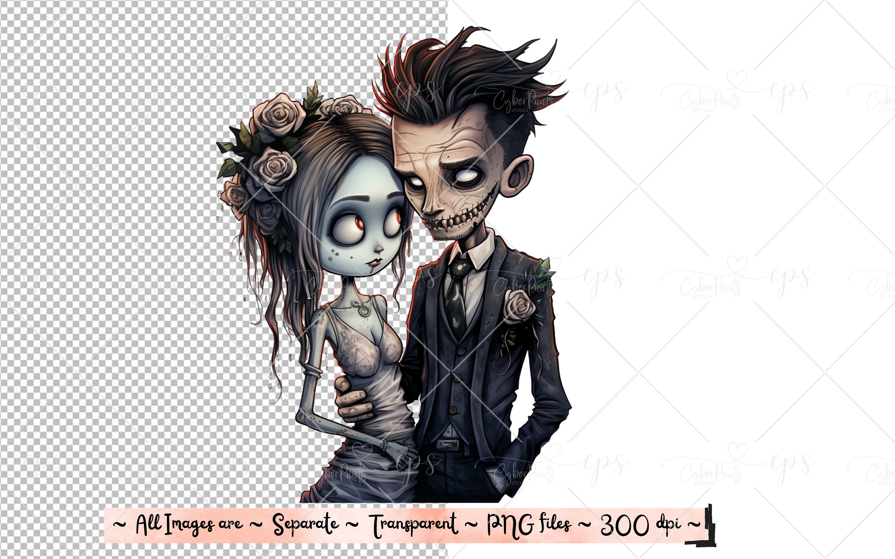 Zombie Love Clipart, PNG Zombie Printables, Junk Journal, Zombie ...