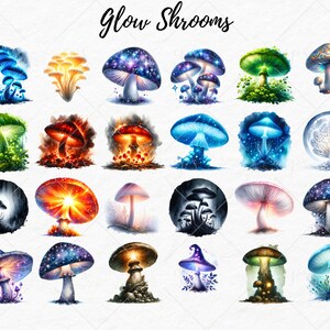 Mushrooms Watercolor Clipart Bundle PNG Forest Toadstool Graphics ...