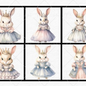 Princess Bunnies Watercolor Clipart Png, Rabbit, Bunny Png, Cute Bunny ...
