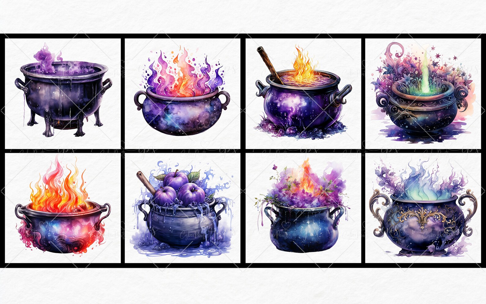 Cauldrons Watercolor Clipart Bundle PNG Fairytale Images, Fantasy ...