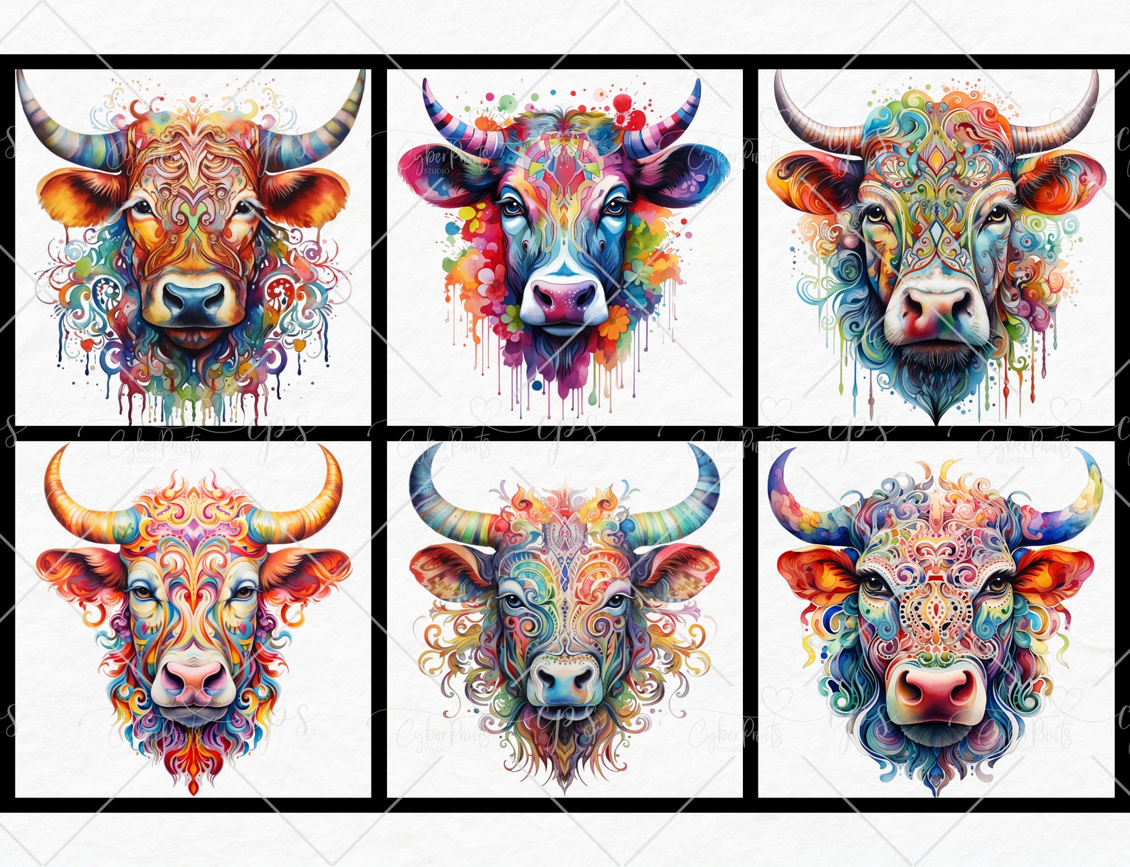 Rainbow Mandala Cow, Intricate Art, Mystical Animal, Mandala Design ...