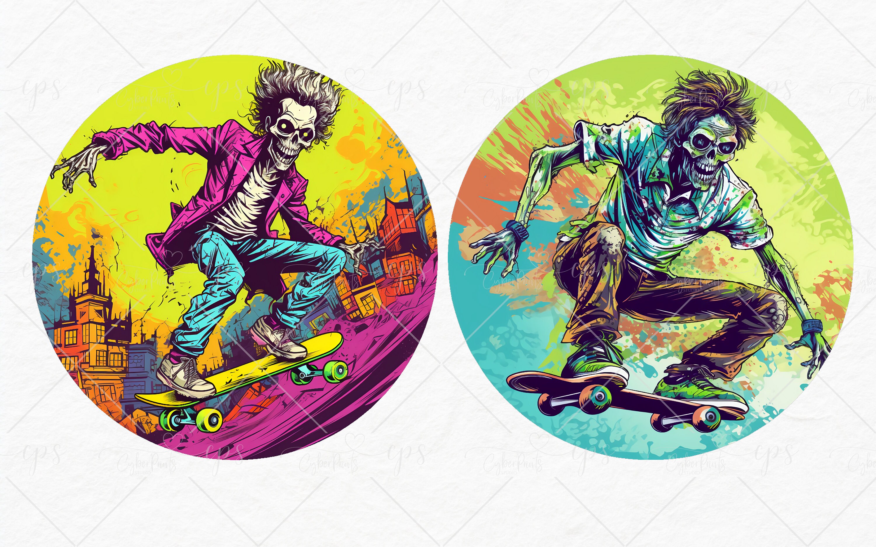 Skateboard Zombies Clipart, PNG Zombie Printables, Skateboarding ...