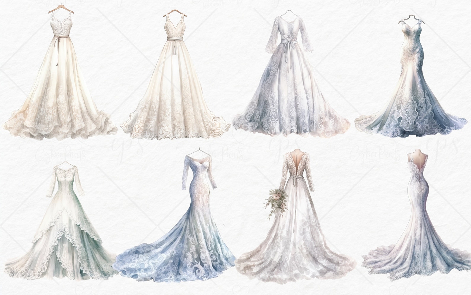 Wedding Dress Collection Clipart Beautiful Bride Clipart - Etsy
