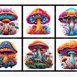 Watercolor Magic Mushrooms Clipart - Trippy Fantasy Watercolor Witch ...