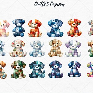 Patchwork PNG Quilted Puppy, Stuffed Animal, Nursery Art, Cute Adorable ...