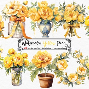 Watercolor Peony Clipart Pack - Peonies in PNG Format Instant Download ...
