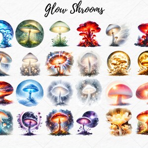 Mushrooms Watercolor Clipart Bundle PNG Forest Toadstool Graphics ...