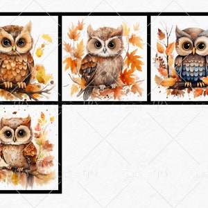 Autumn Cute Owl Watercolor Clipart, Fall Animal Clipart PNG, Kids ...