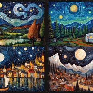 Vincent Van Gogh Inspired Paintings Digital Paper, Impressionist ...