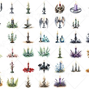 Gothic Candle Clipart Bundle – 283 Watercolor Pngs With Skull Candles ...