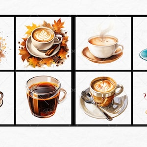 Watercolor Coffee Clip Art, Coffee Cup Clipart Bundle, Coffee Mug PNG ...