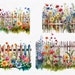 Watercolor Garden Fence Clipart, Spring Flowers PNG, Instant Download ...