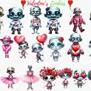 Valentine's Day Zombie Love Clipart, PNG Zombie Printables, Junk ...