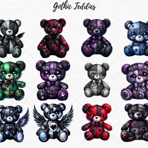 Gothic Teddy Bear, Quilted Patchwork Stuffed Animal, Cute Heart Bear ...
