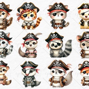 Pirate Animals Clipart - Cute Pirate Critters PNG - Digital Download ...