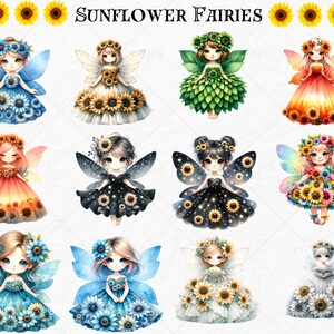 Sunflower Fairy Clipart, Fantasy PNG, Floral Dress, Scrapbook, Junk ...