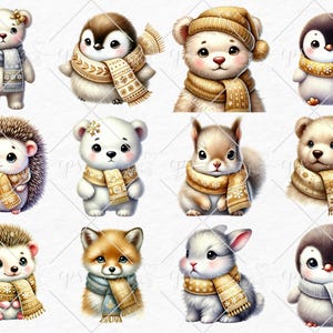 Cute Animal Clipart, Cozy Critters Clipart, Woodland Animals PNG ...