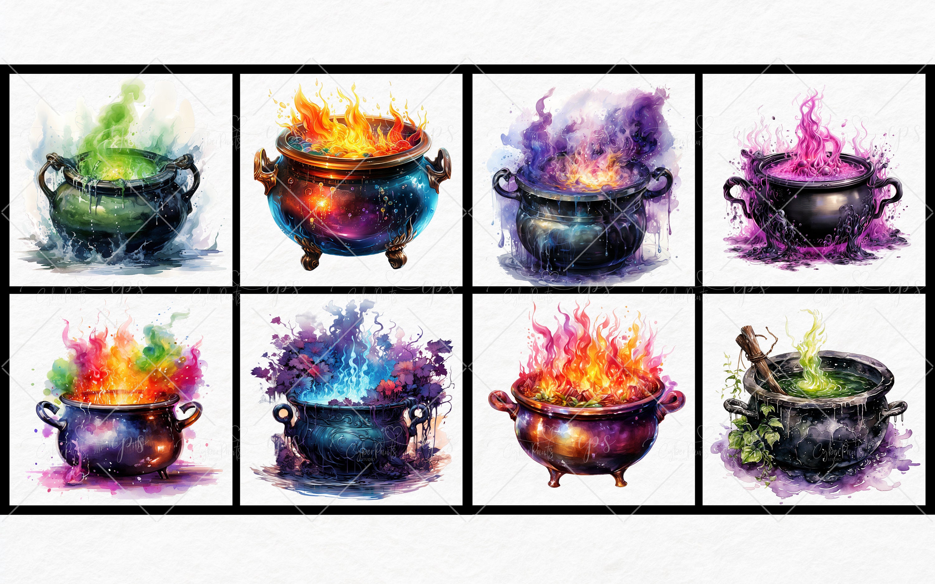 Cauldrons Watercolor Clipart Bundle PNG Fairytale Images, Fantasy ...