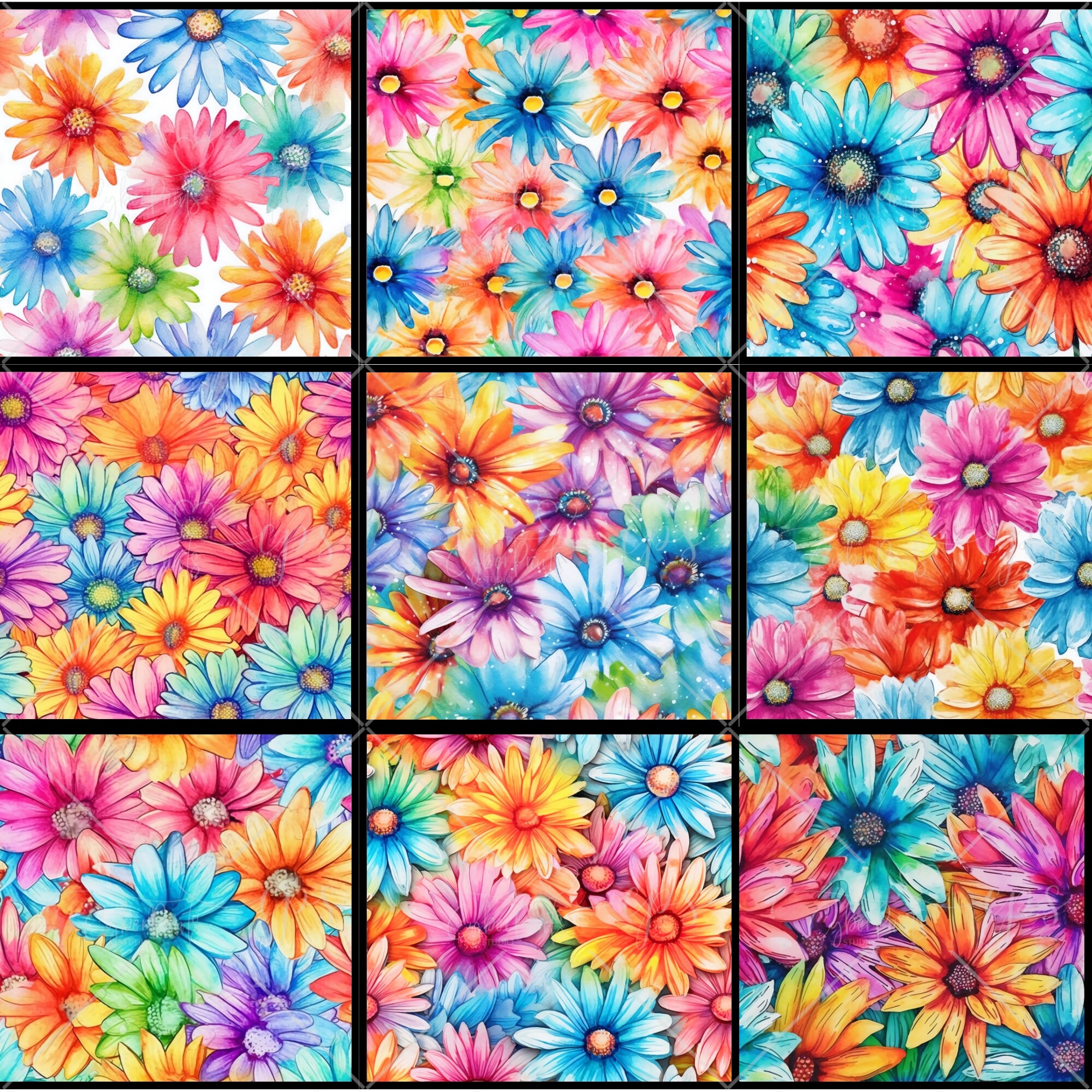 Flowers Digital Paper, Daisy Seamless Pattern, Floral Prints, Flowers ...