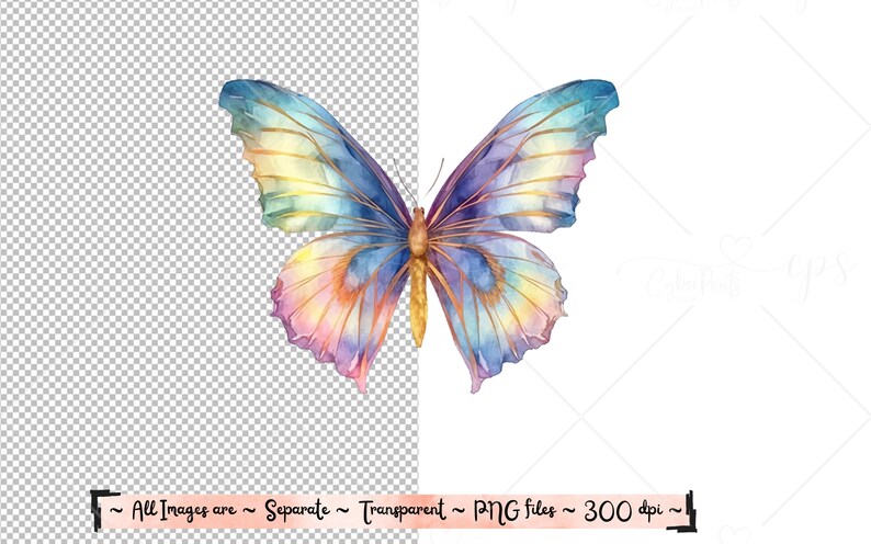 Gold Foil Butterflies Clipart, Painted Butterfly Clipart, Butterfly ...