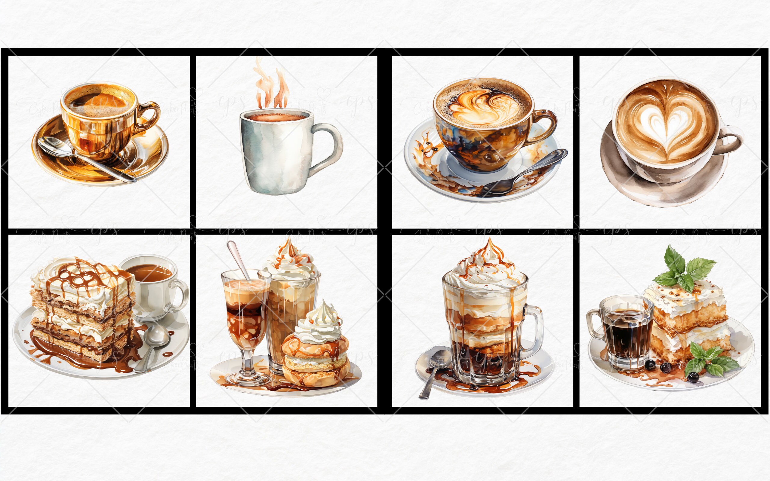 Watercolor Coffee Clip Art Coffee Cup Clipart Bundle Coffee - Etsy