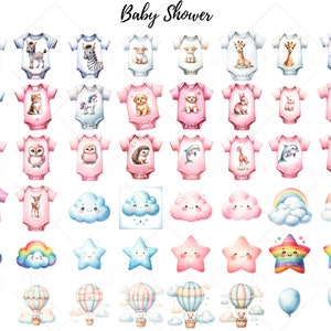 Baby Shower Watercolor Clipart Bundle - PNG Newborn Images, Cute ...