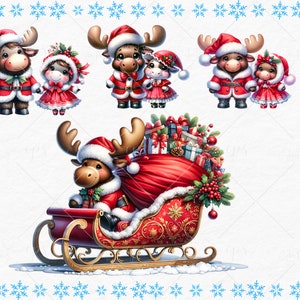 Christmas Moose PNG Clipart, Watercolor Winter Moose Holiday Bundle ...