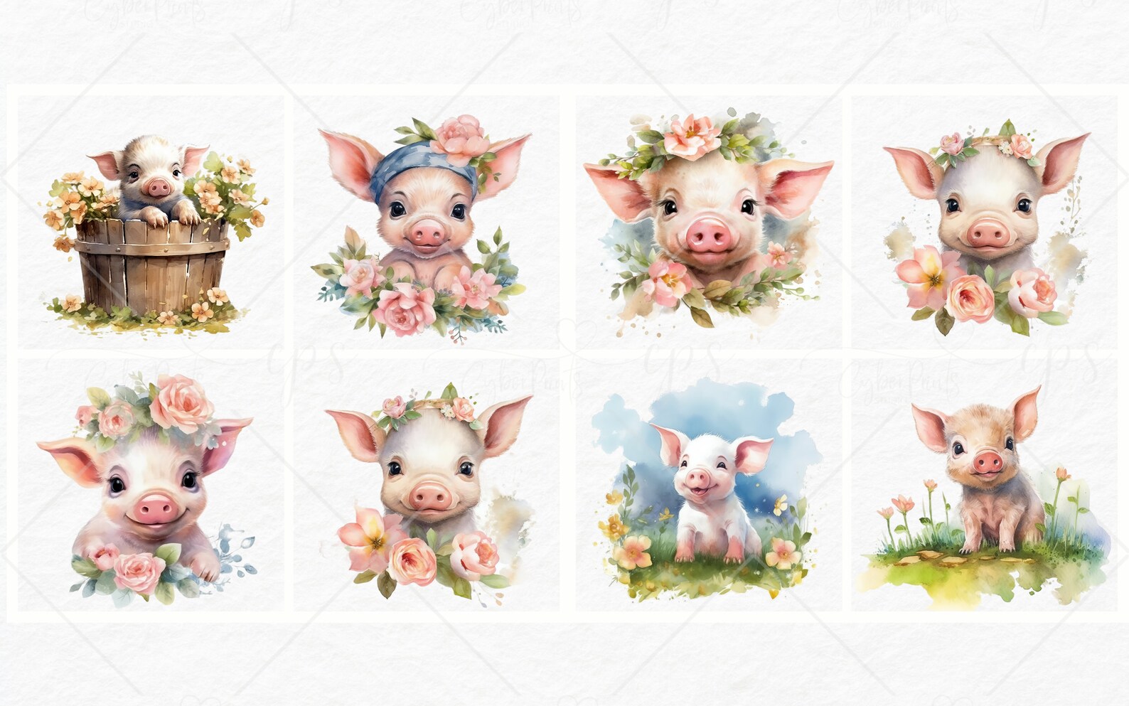 Watercolor Pig Clipart Piglet Clipart Pig Sublimation Designs - Etsy