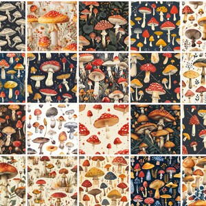 Watercolor Mushrooms SEAMLESS Patterns - Mushrooms Digital Paper ...