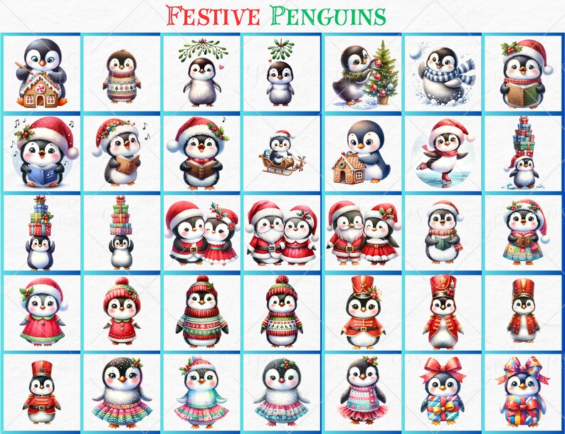 212 Cute Christmas Baby Penguin Clipart Bundle, Christmas Winter ...