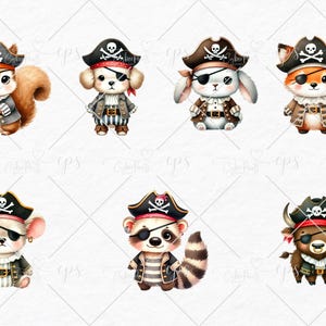 Pirate Animals Clipart - Cute Pirate Critters PNG - Digital Download ...