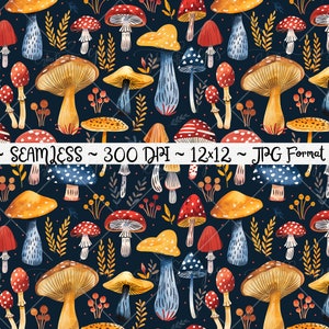 Watercolor Mushrooms SEAMLESS Patterns - Mushrooms Digital Paper ...