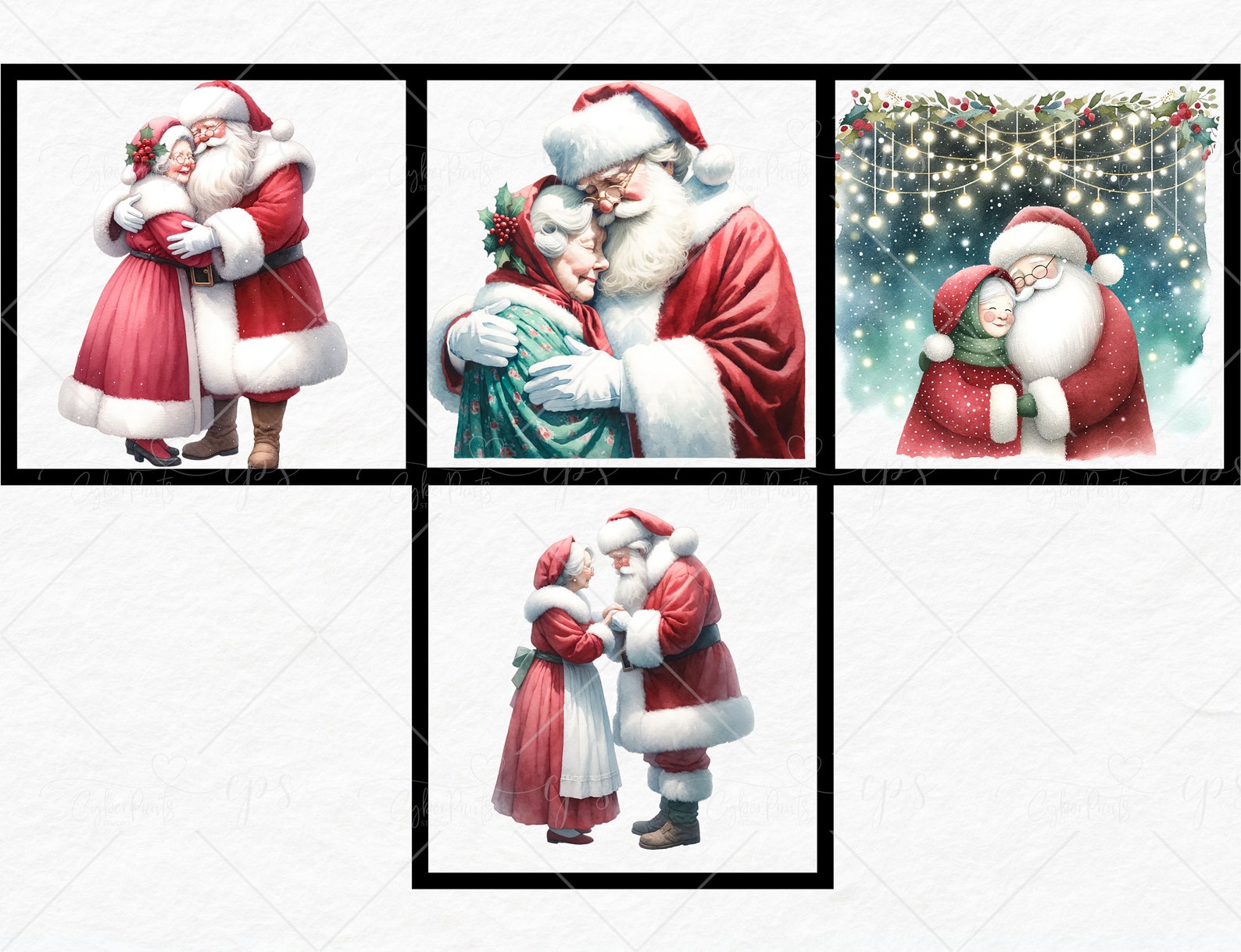 Mr and Mrs Claus Clipart, Santa, Christmas, Love and Romance, Holiday ...