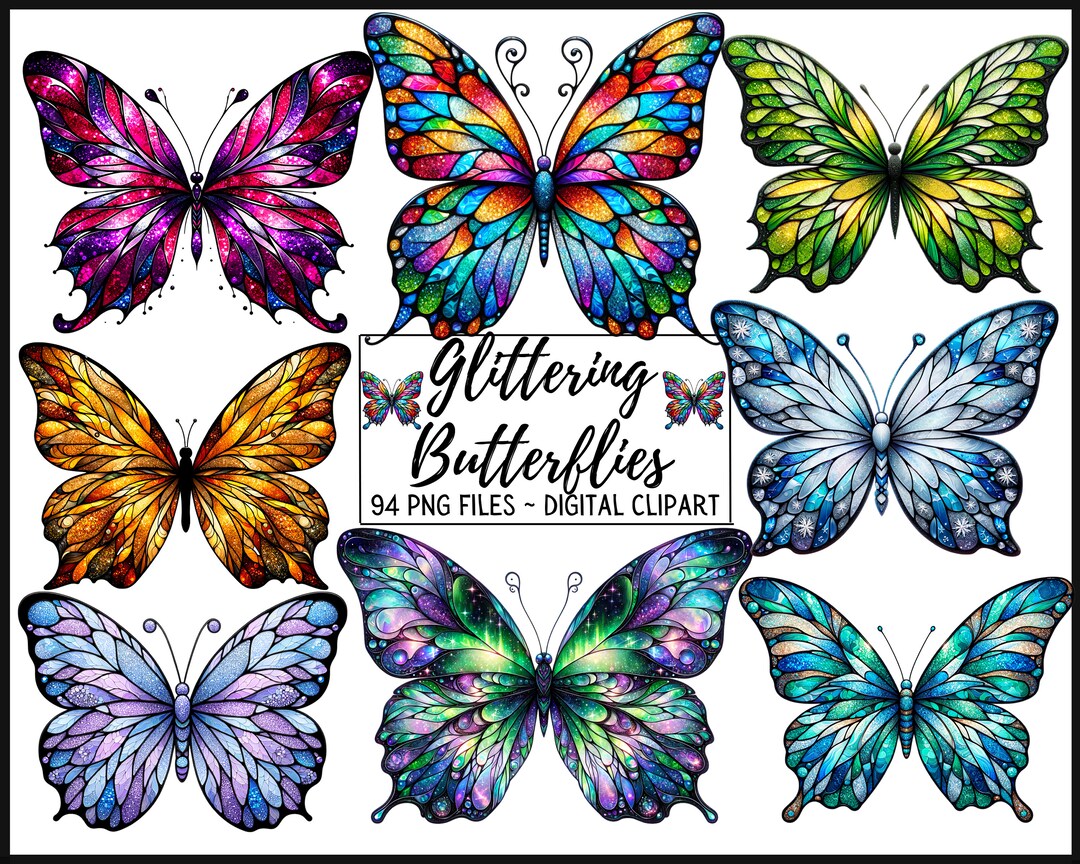 Glitter Butterflies Clipart, Painted Butterfly Clipart, Butterfly ...