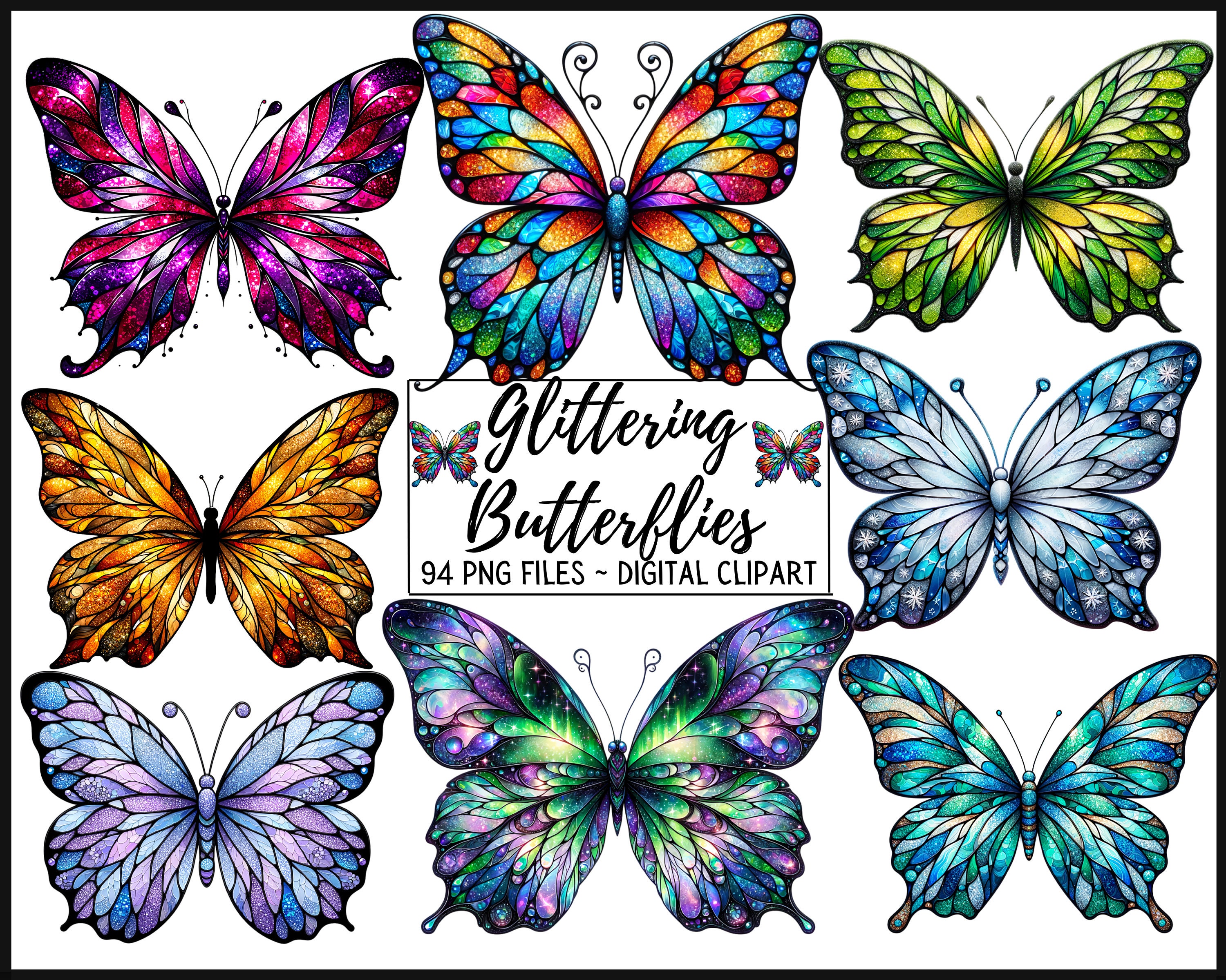 Glitter Butterflies Clipart, Painted Butterfly Clipart, Butterfly ...