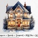 Watercolor Christmas House - Winter Houses With Christmas Decoration ...