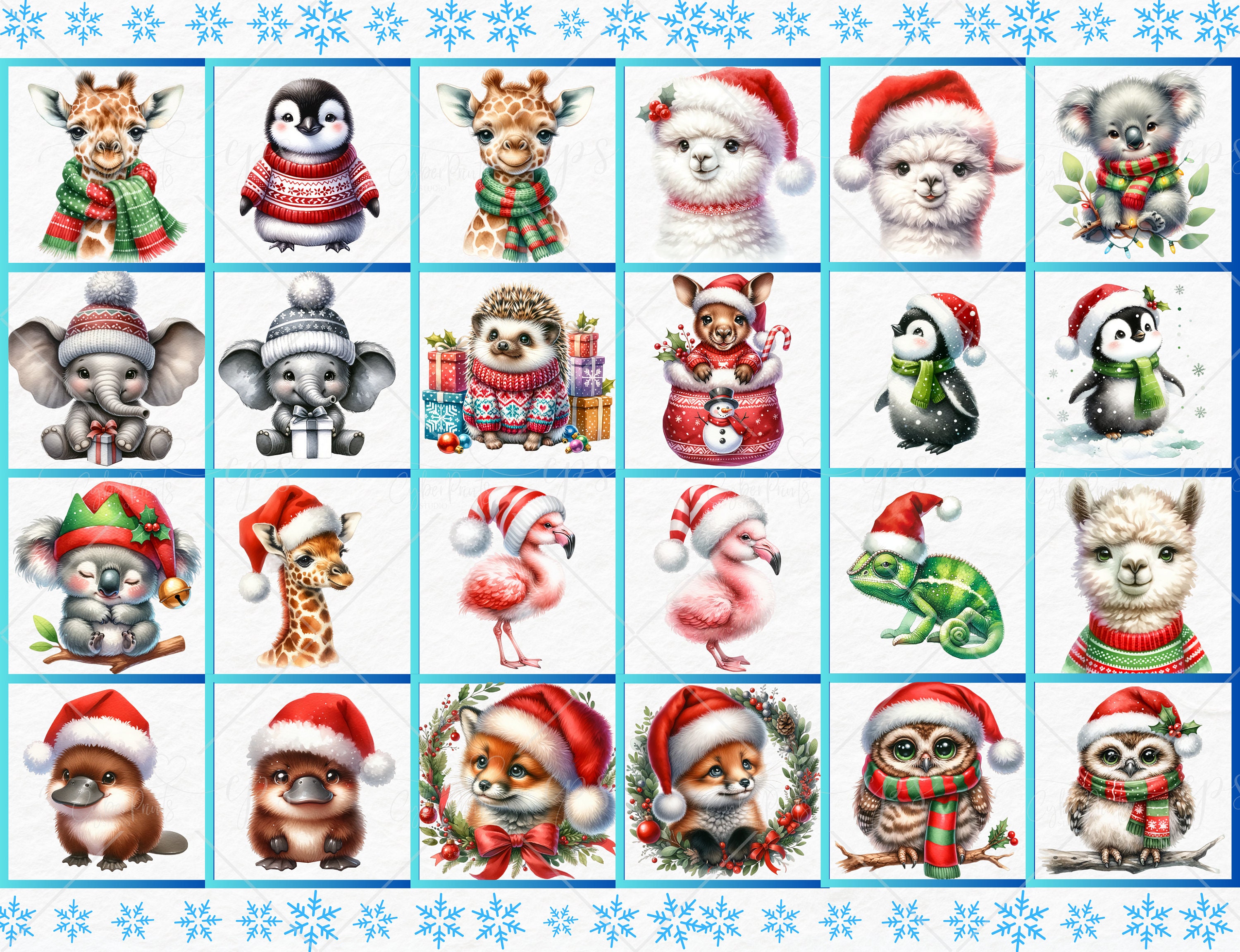 Christmas Animals Clip Art - Cute Santa Animals in Png Format, Penguin ...
