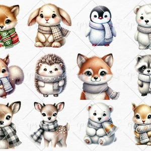 Cute Animal Clipart, Cozy Critters Clipart, Woodland Animals PNG ...