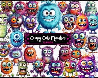 Monsters Clipart Commercial Use Monsters PNG Cute Monsters - Etsy