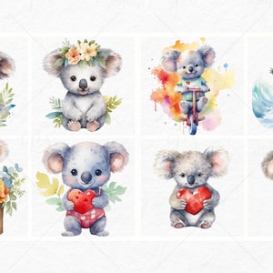 Koala Bear Watercolor Clipart Set. Cute Baby Koala, Nursery Decor ...