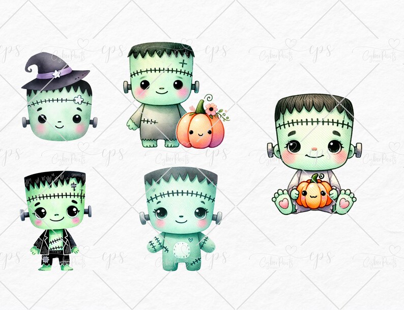 Frankenstein Clipart, Cute High Quality Png Halloween Printables Spooky ...