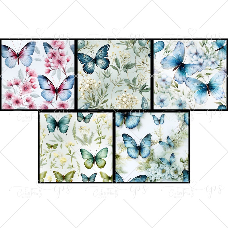 Seamless Watercolor Butterflies Digital Paper, Butterfly Blooms ...