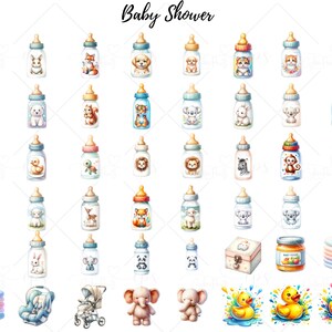 Baby Shower Watercolor Clipart Bundle - PNG Newborn Images, Cute ...