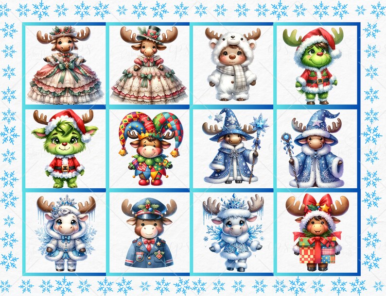 Christmas Moose PNG Clipart, Watercolor Winter Moose Holiday Bundle ...