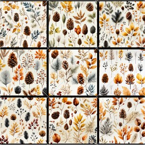 Watercolor Autumn Foliage Patterns, Digital Paper, Seamless Autumn ...