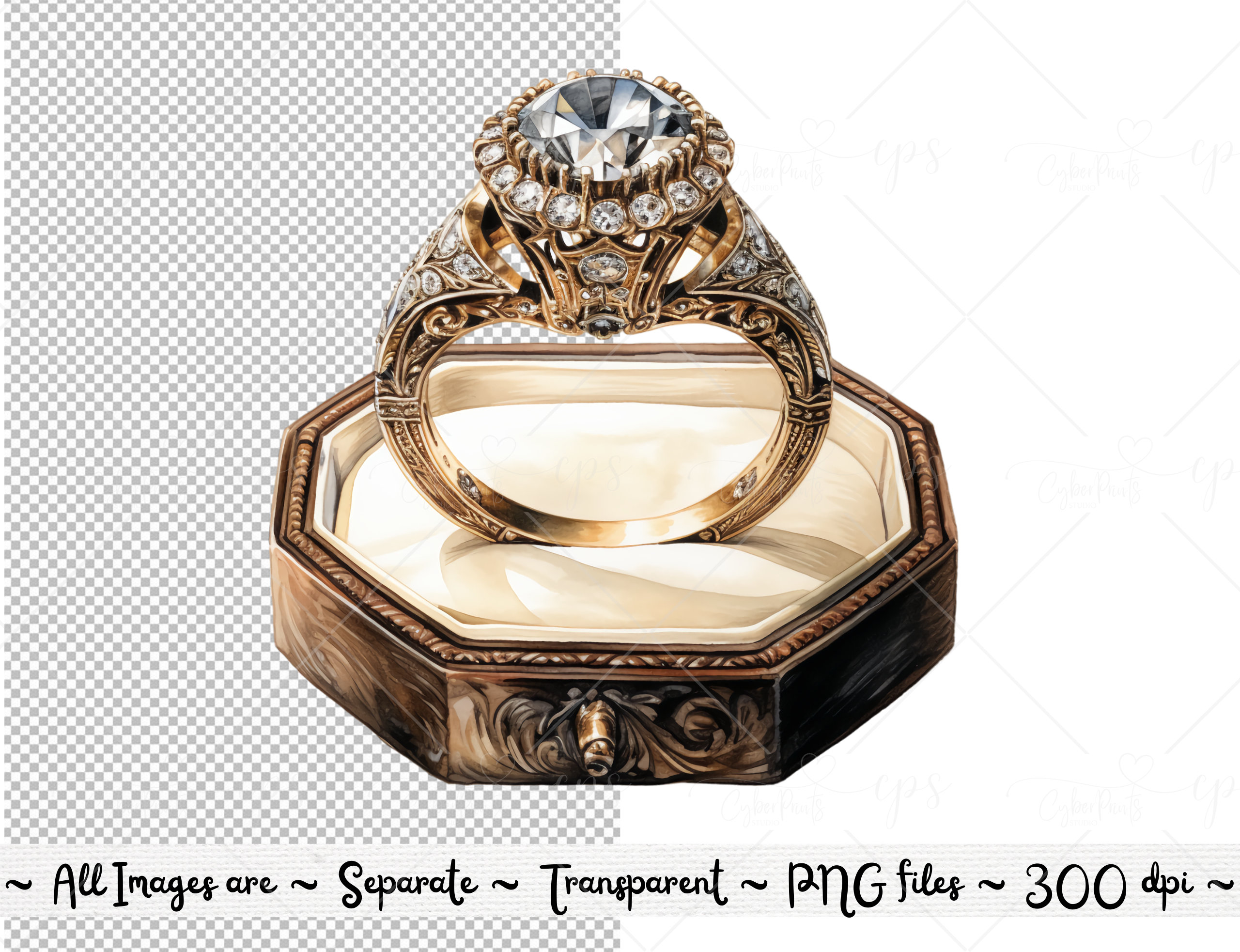 Wedding Ring Clipart 30 Transparent Pngs Sublimation - Etsy